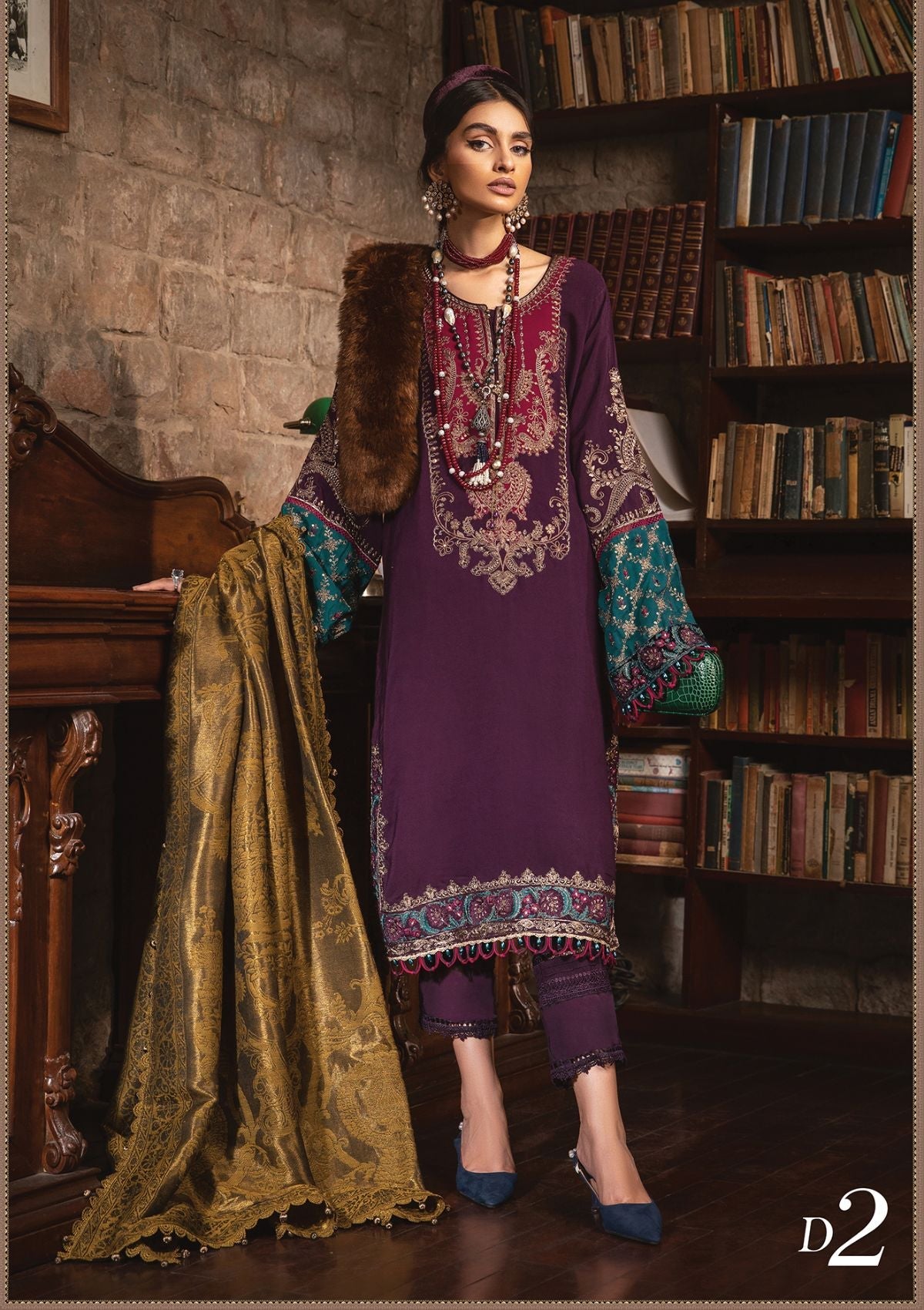 Maria.B Linen Winter’22 DL-1002-Purple – Uma's Wardrobe